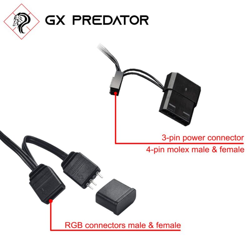 GX Predator 120mm Dual Light RGB LED PWM Fan 4 Pack silent RGB fan w ...