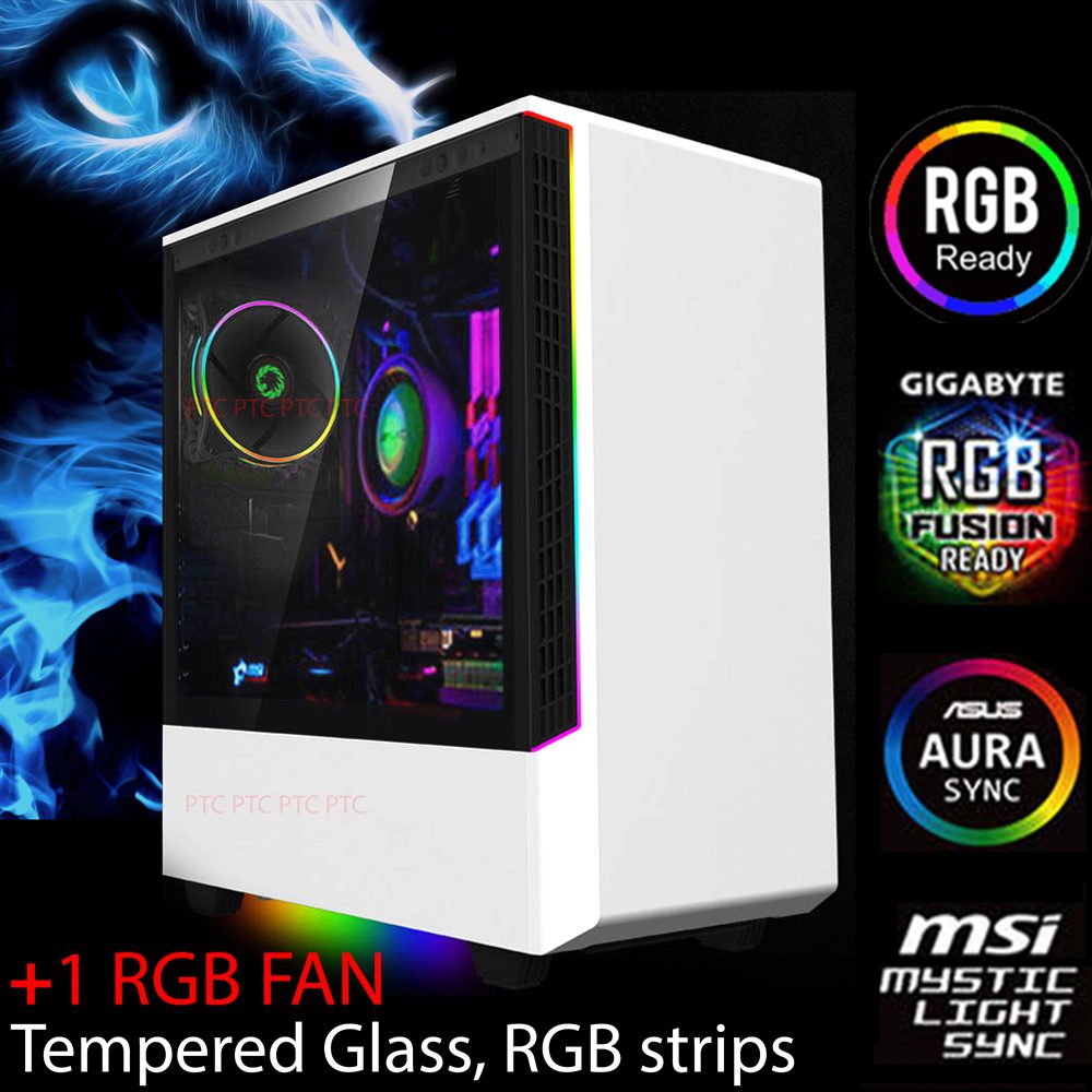 White Gaming Case Paladin GX Full ATX Computer Case Synchronised RGB ...