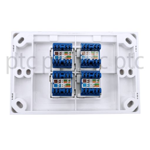 4 Port Network Data Wall Plate Socket Cat6 Cat5 Ethernet WallPlate Kit ...