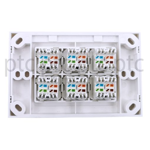 6 Port Network Data Wall Plate Socket Cat6 Cat5 Ethernet WallPlate Kit ...
