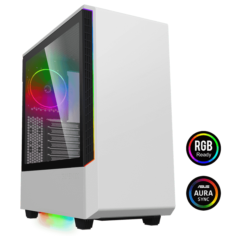 White Gaming Case Paladin GX Full ATX Computer Case Synchronised RGB ...