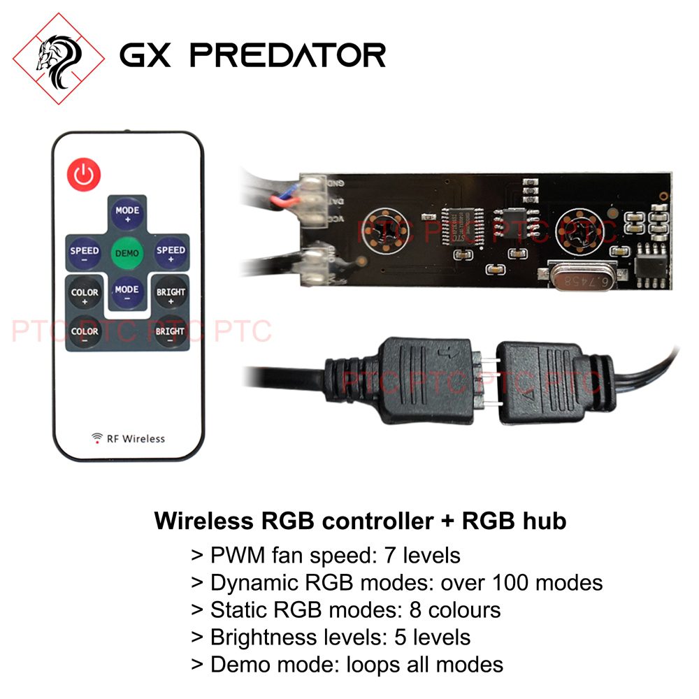 Gaming Tower Case Optical GX ATX Computer PC Case 4x RBG fan wireless ...
