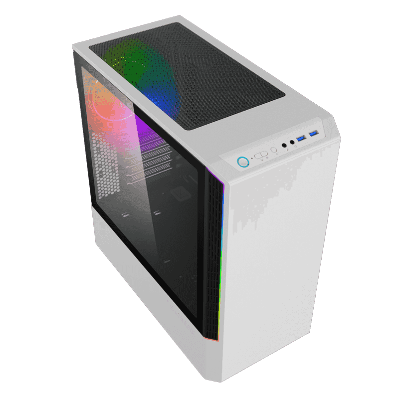 White Gaming Case Paladin GX Full ATX Computer Case Synchronised RGB ...