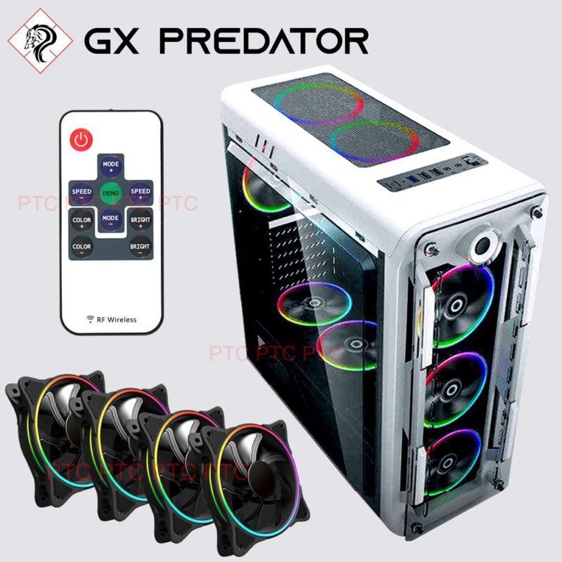 4x RBG fan Gaming Tower GX Optical ATX mATX ITX Computer PC Case 850w ...