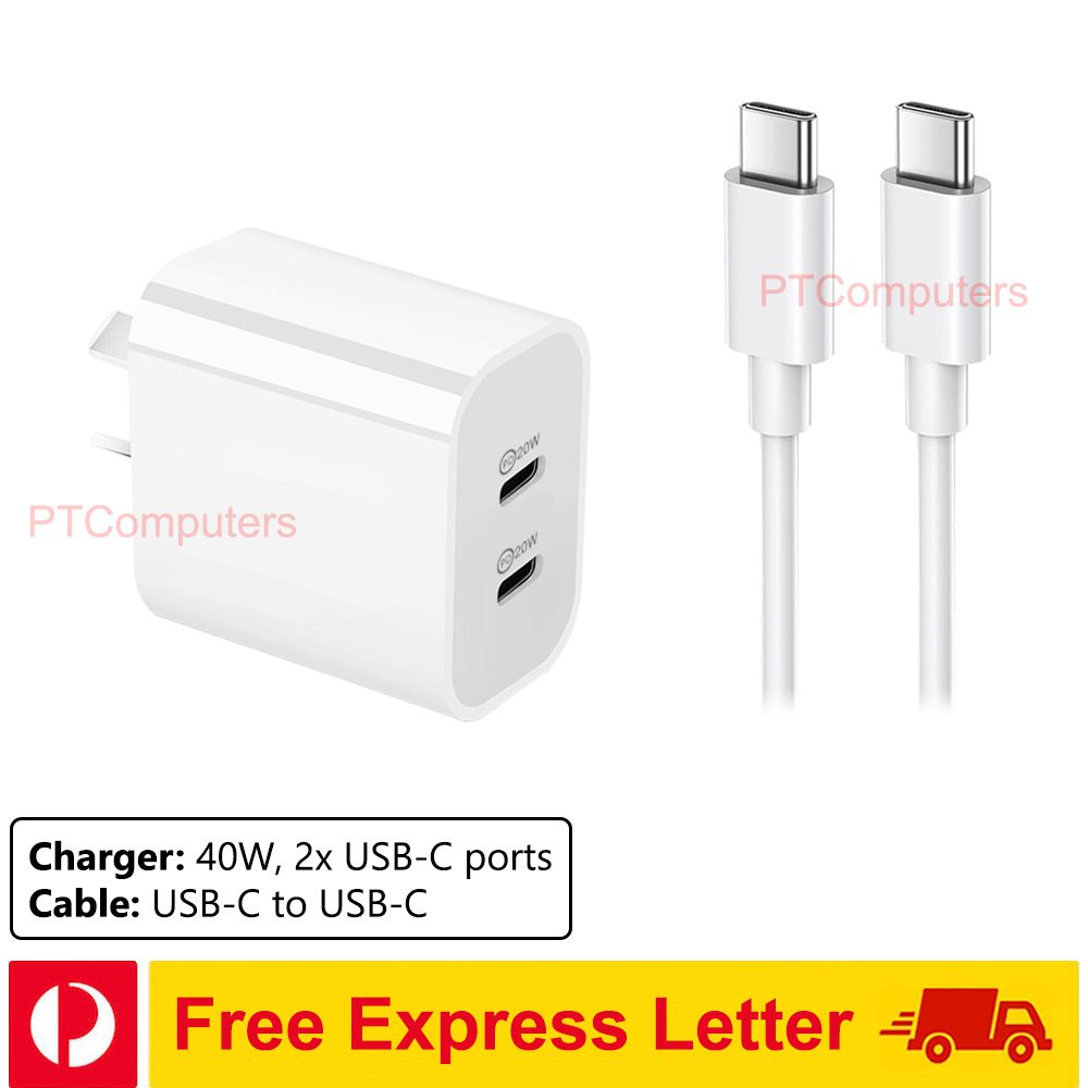 Dual USB C Fast Wall Charger Type C To C Cable Power Adapter For iPhone ...