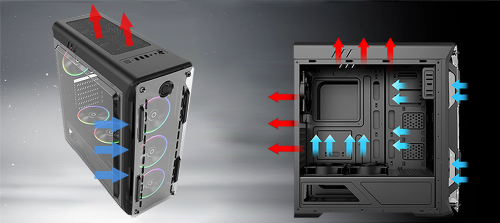 Gaming Tower Case Optical GX ATX Computer PC Case 4x RBG fan wireless ...